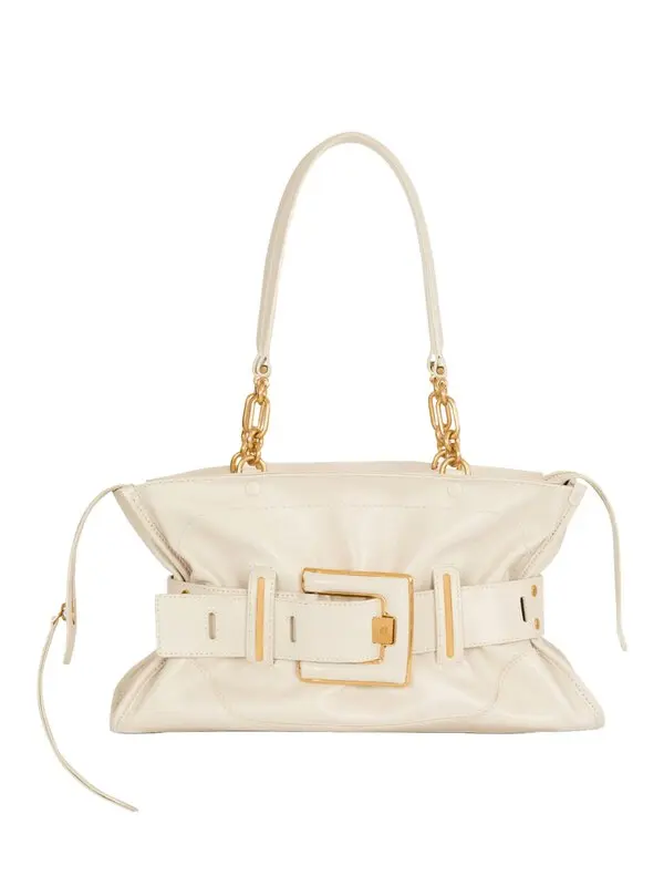 Balmain Anthem Buckled Shoulder Bag - White