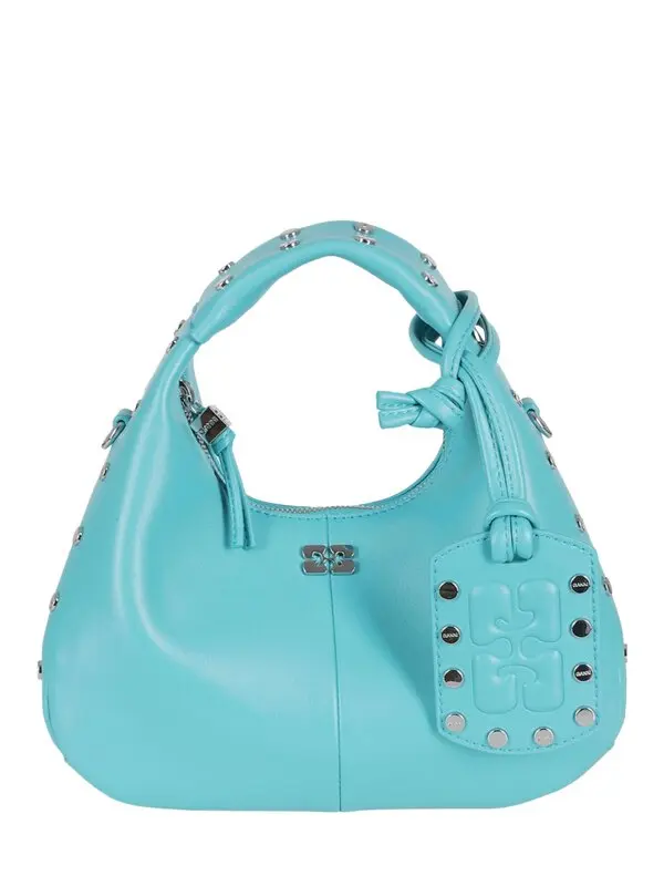 GANNI Studded Mini Hobo Bag - Turquoise