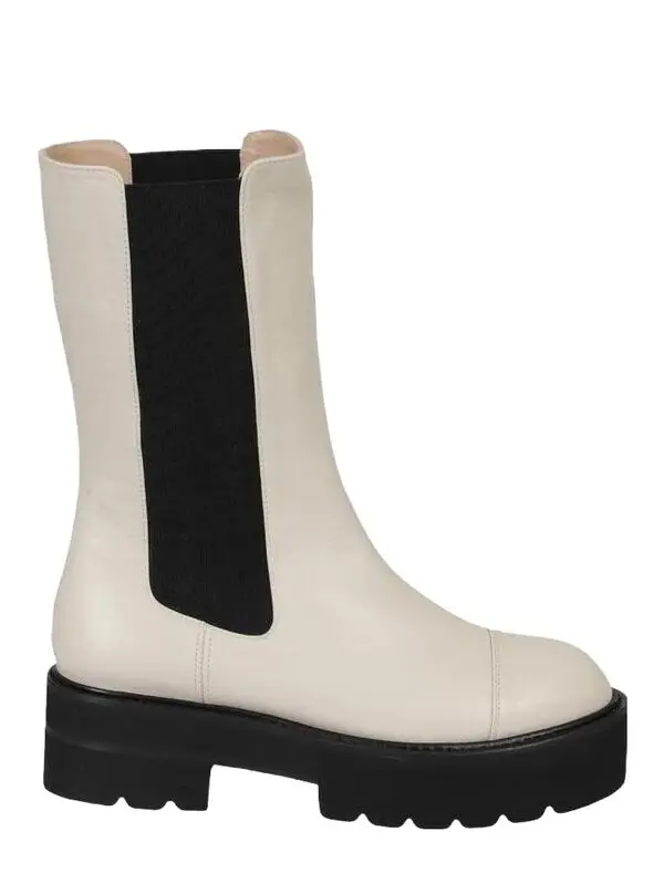 STUART WEITZMAN Mid-calf Chunky Leather Chelsea Boots - White