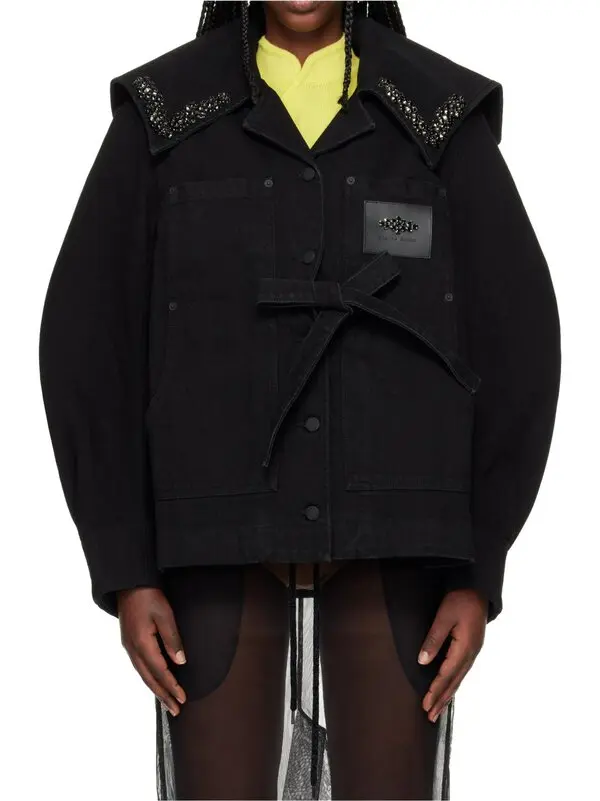 Simone Rocha Bow-tie Denim Jacket - Black