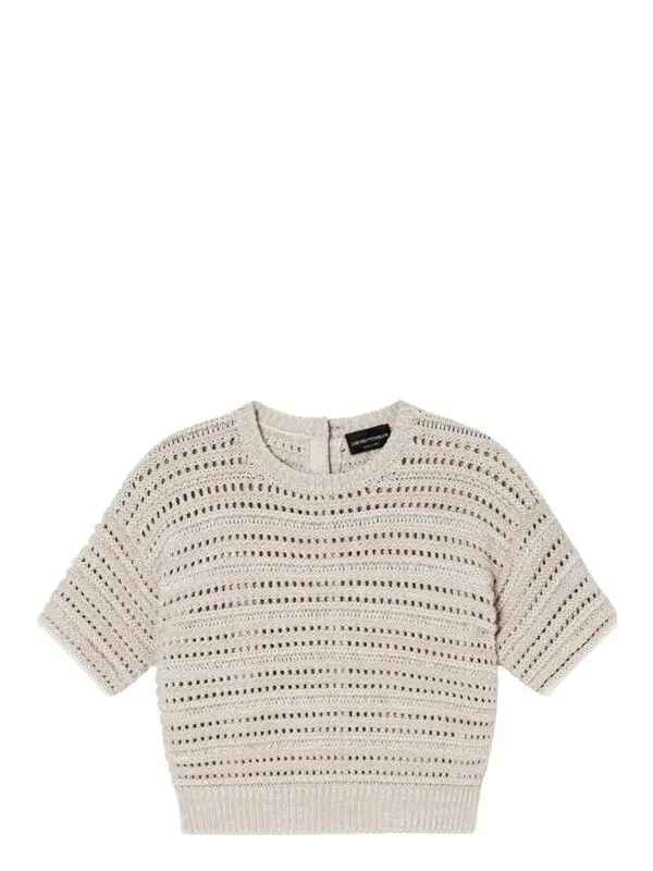 Emporio Armani Crewneck Knitted Cropped Jumper - Light Brown