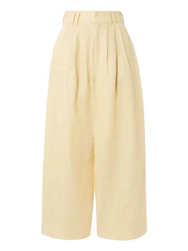 Posse High-waisted Wide-leg Trousers - Light Yellow