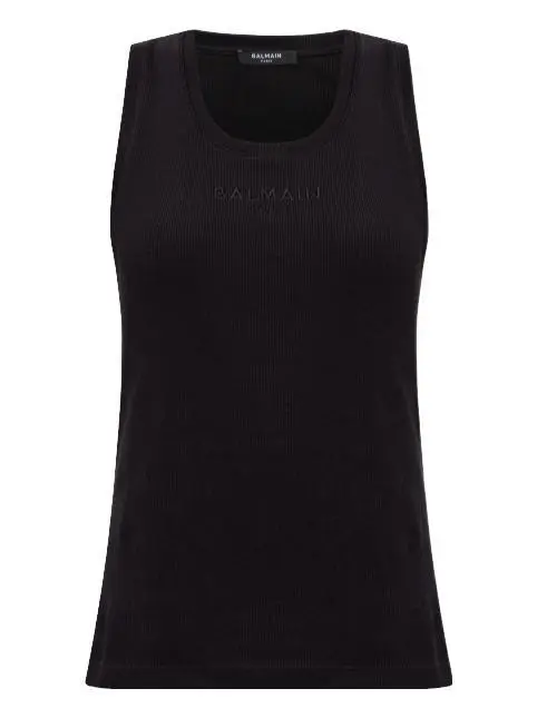 Balmain Embroidered Logo Tank Top - Black