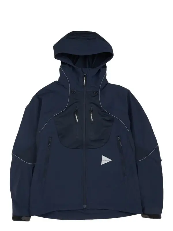 AND WANDER Hooded Zip-up Jacket With Multiple Pockets - Navy Blue