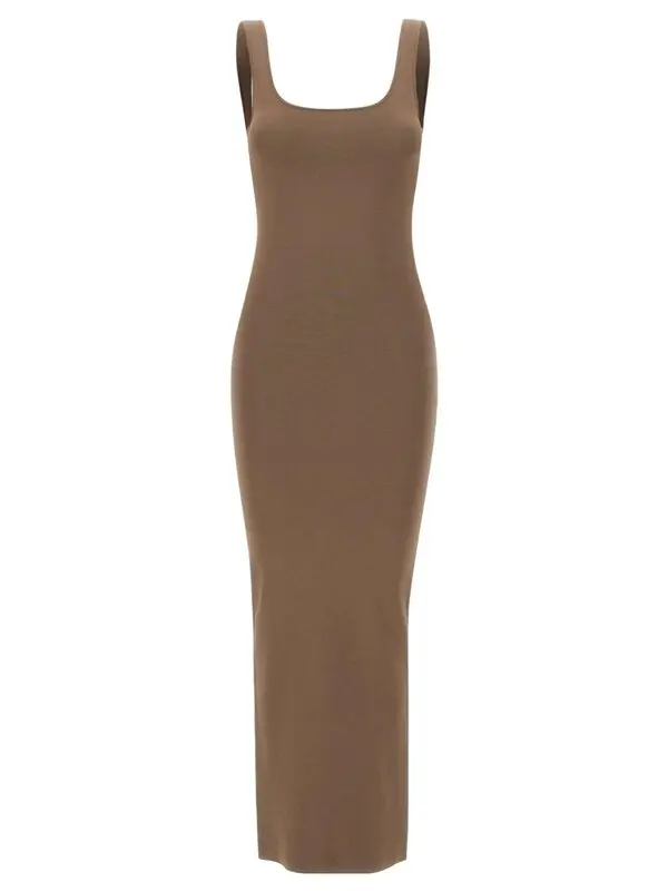 ENTIRE STUDIOS Square-neck Knitted Midi Dress - Brown
