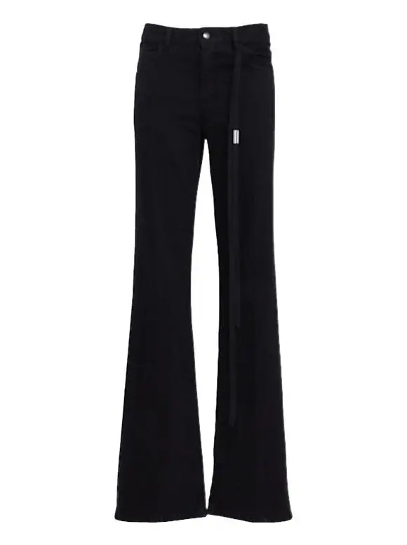 ANN DEMEULEMEESTER Straight Cotton Pants With Non-removable Watch Strap - Black