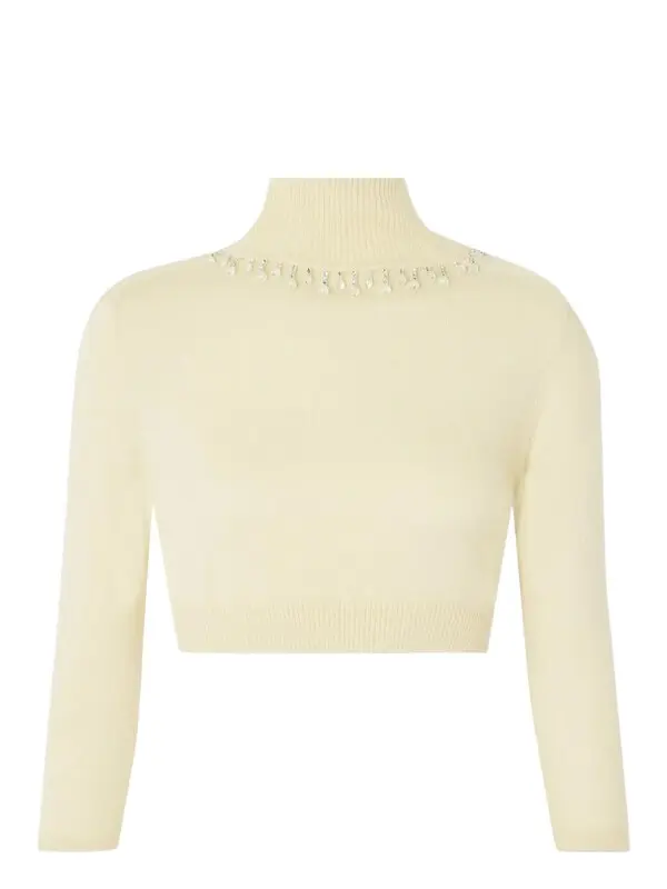Zimmermann Matchmaker Crystal-embellished Turtleneck Sweater - Lemon Yellow