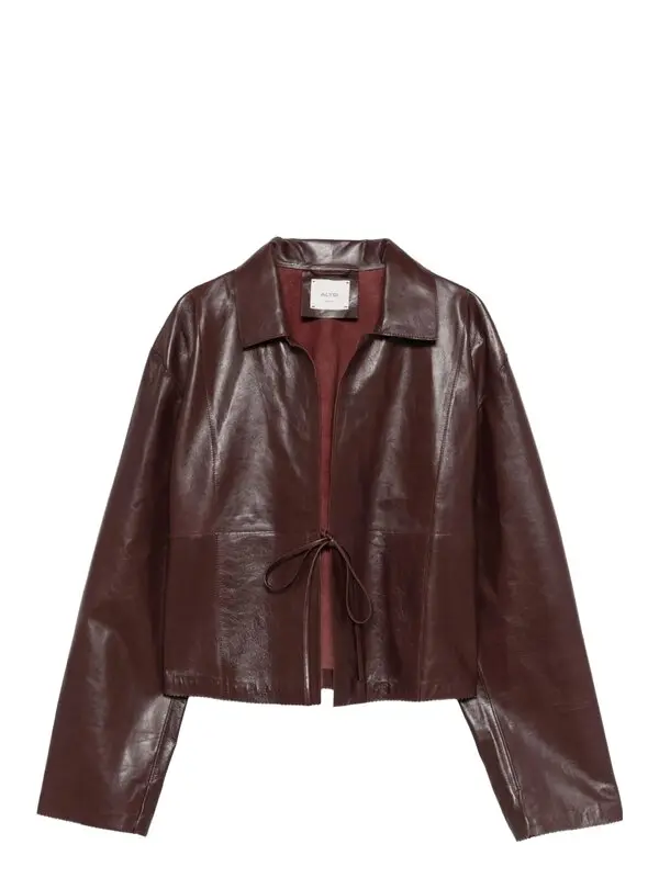 ALYSI Tie-detail Leather Jacket - Brown