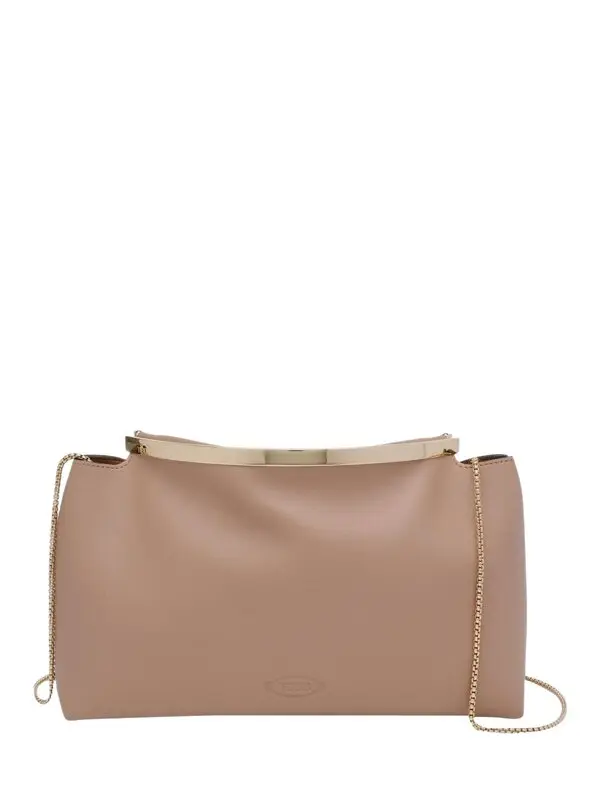 TOD'S Ginger Snap Chain Clutch Bag - Brown