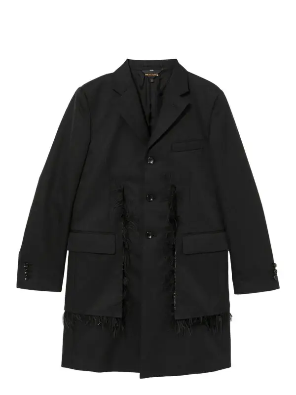 Comme Des Garçons Feather Trim Coat - Black