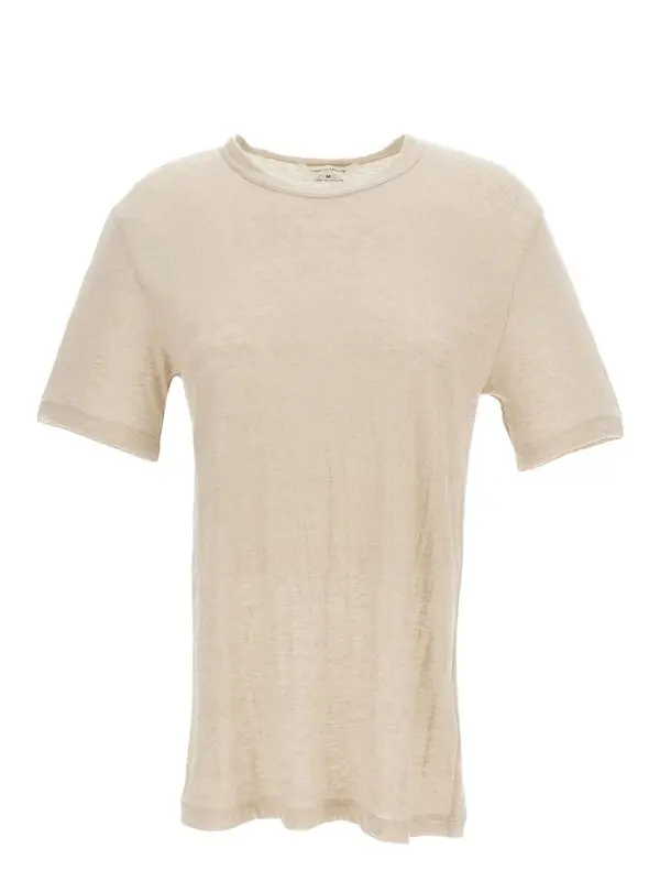Comme Des Garçons Short-sleeved Top With Ribbed Collar - Beige