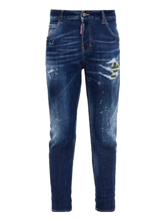 Dsquared2 Distressed Teddy Jeans - Navy Blue