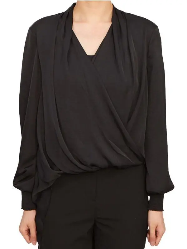 ALLSAINTS Long Sleeve Draped Cover-up - Black