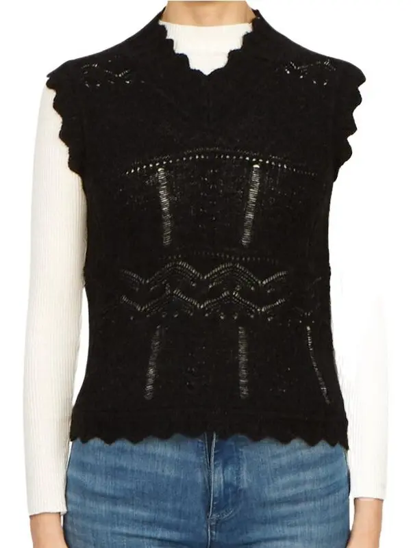 ALLSAINTS Lace V-neck Vest - Black