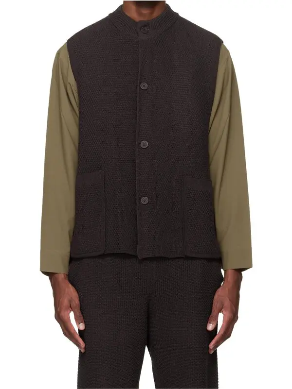 Issey Miyake Textured Knit Vest - Brown