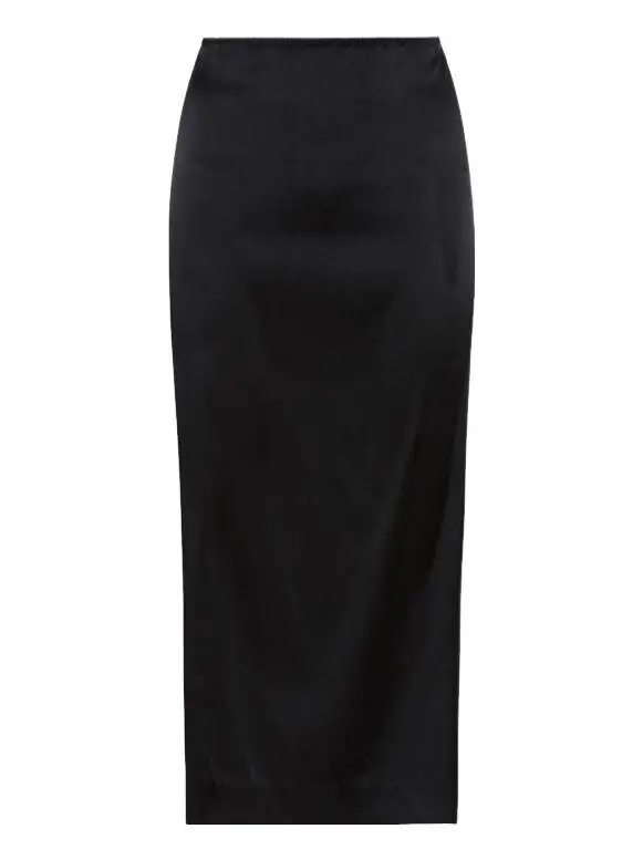 ST. AGNI Soft And Stretchy" Silk Blend Midi Skirt - Black