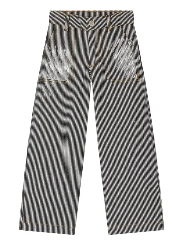 Bonpoint Striped Casual Pants With Belt Loops - Black