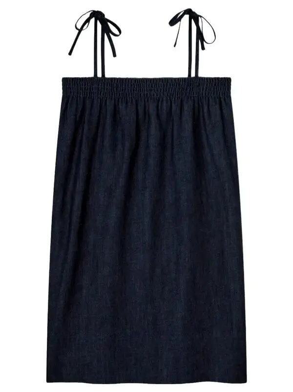 A.p.c. Tie-strap Smocked Denim Dress - Indigo