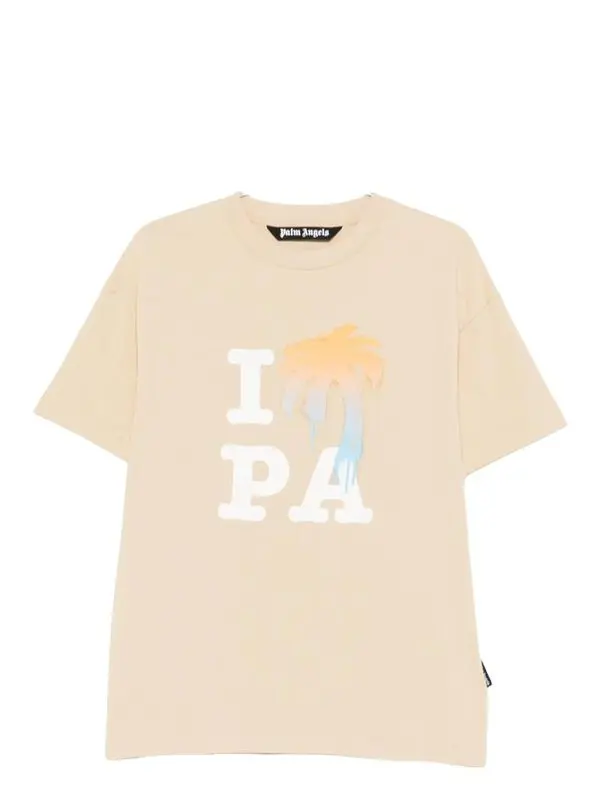 Palm Angels Palm-tree-print T-shirt - Nude