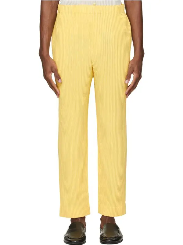 Issey Miyake Pleated Straight Leg Trousers - Agave Yellow