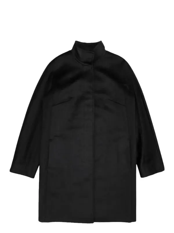 Max Mara Logo Long Sleeved Coat - Black