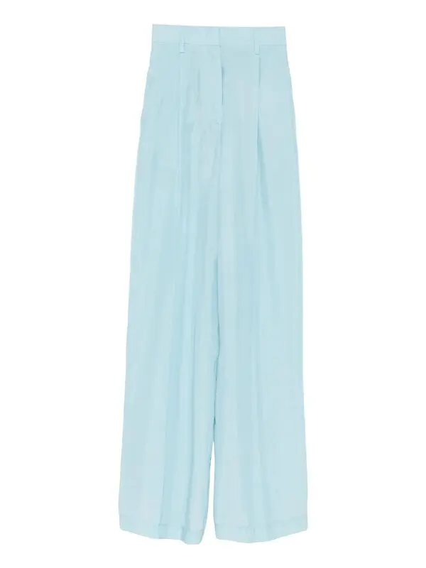 FORTE_FORTE Silk Wide Leg Pleated Trousers - Light Blue