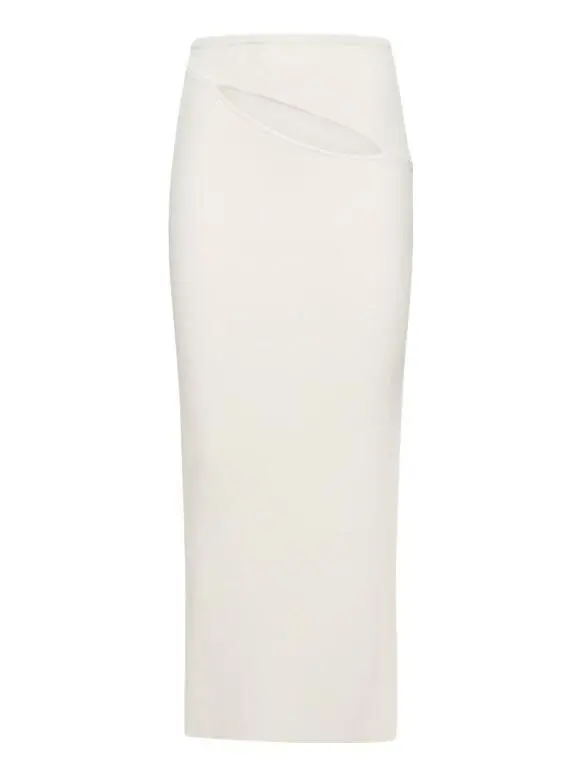 Christopher Esber Slash Cutout Knit High Waist Long Skirt - White