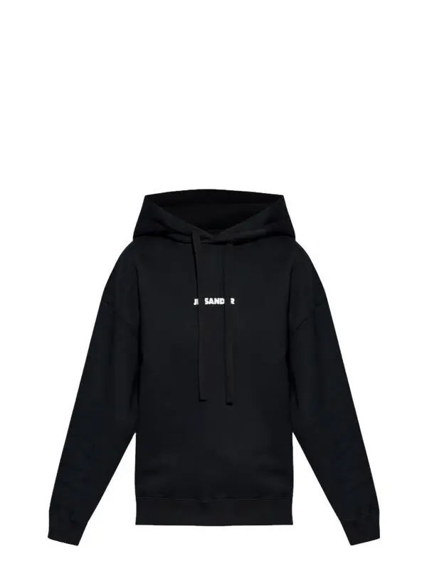 JIL SANDER Logo Print Hoodie - Black