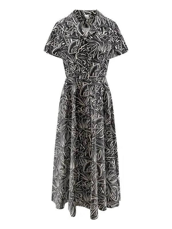 Aspesi Printed Short Sleeve Shirt Dress - Black