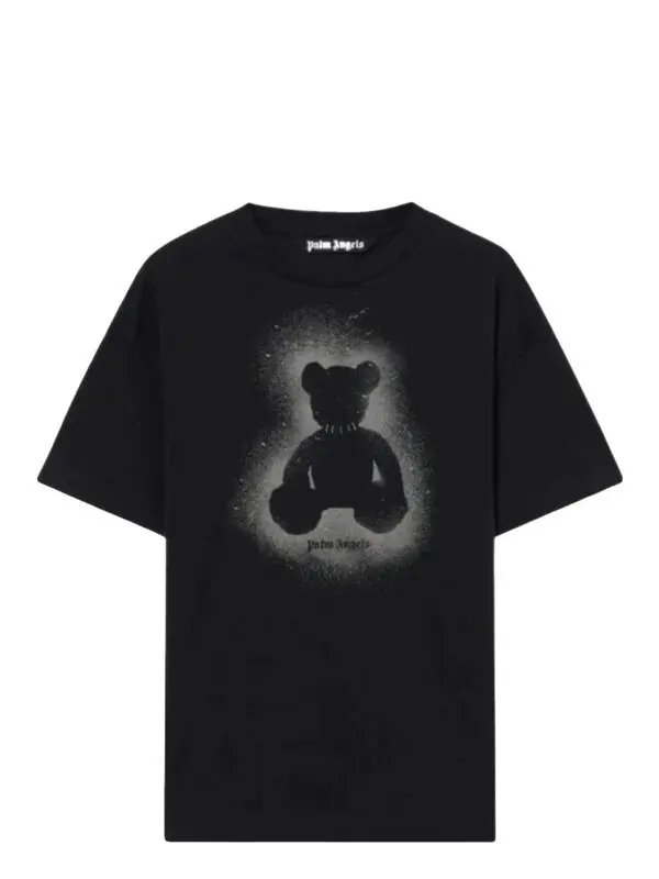 Palm Angels Spray Bear Printed Crewneck T-shirt - Black/dark Grey
