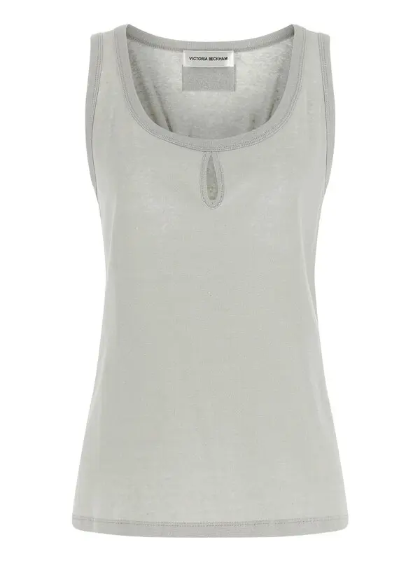 Victoria Beckham Split Tank Top With Teardrop Cut-out - Gray