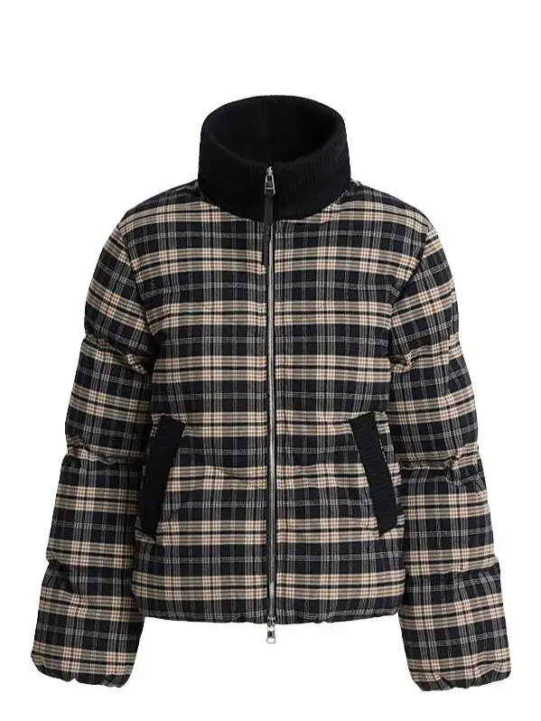 Varley Plaid Cotton Zip-up Coat - Black