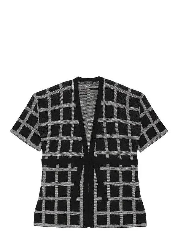 Max Mara Short-sleeved Cardigan With Tie Detail - Black