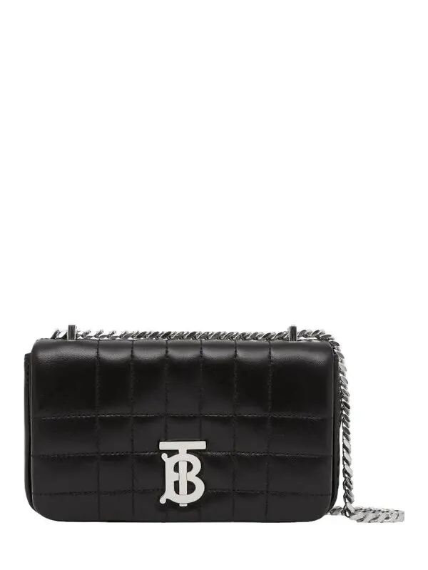 Burberry Lola Quilted Leather Mini Shoulder Bag With Tb Logo - Black