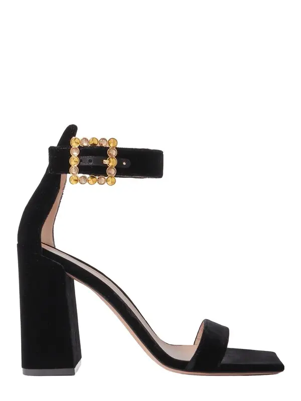 GIANVITO ROSSI Crystal-embellished Velvet Sandals - Black