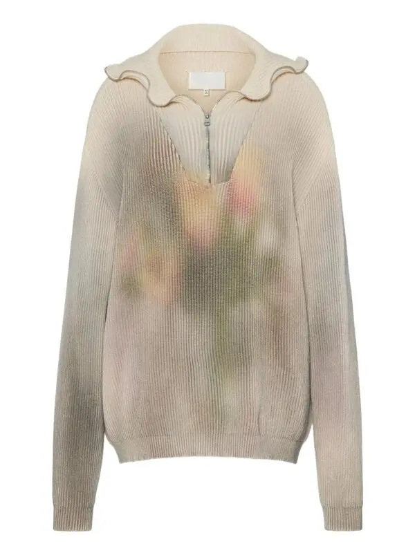 MAISON MARGIELA Zip Knit Pullover - Ecru