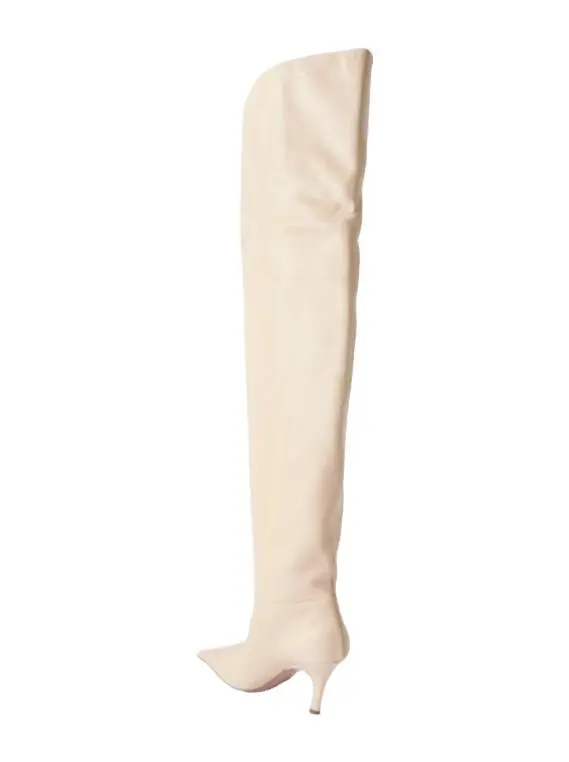 Amina Muaddi Leather Over-the-knee Boots - Nude