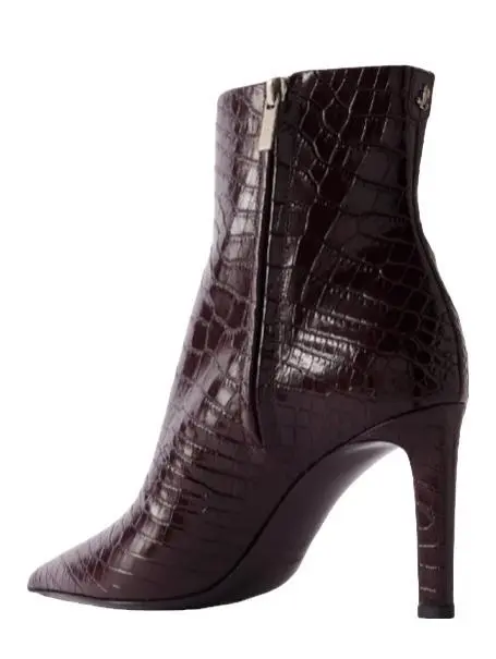 JIMMY CHOO Croc-effect Leather Ankle Boots - Black