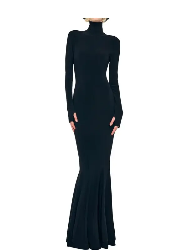 Norma Kamali Turtle Fishtail Gown - Black