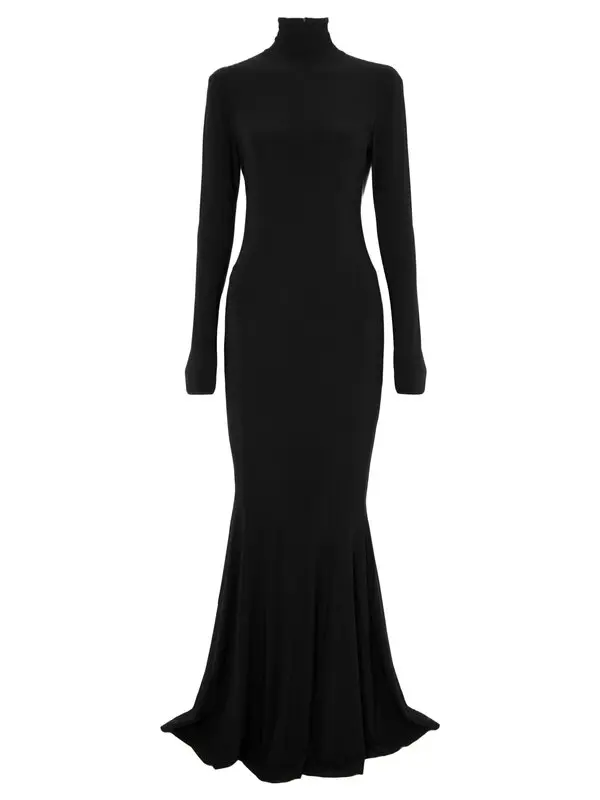 Norma Kamali Turtle Fishtail Gown - Black