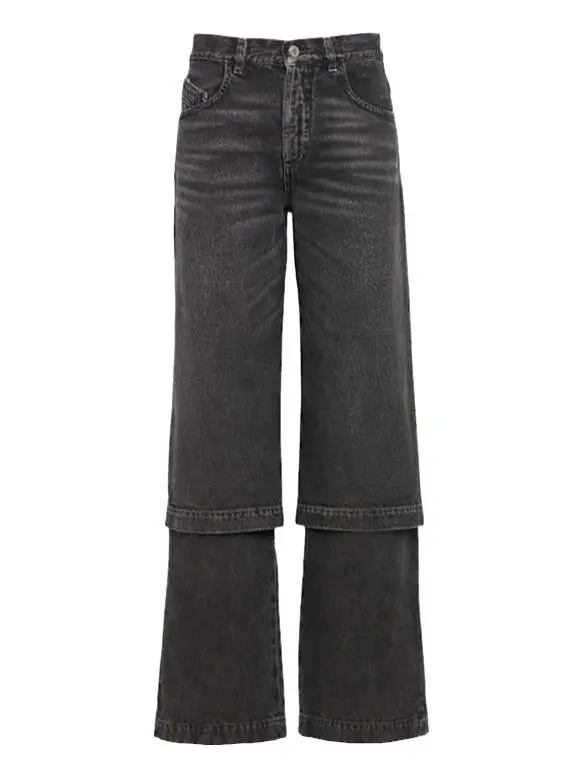 Attico Layered Baggy Jeans - Black