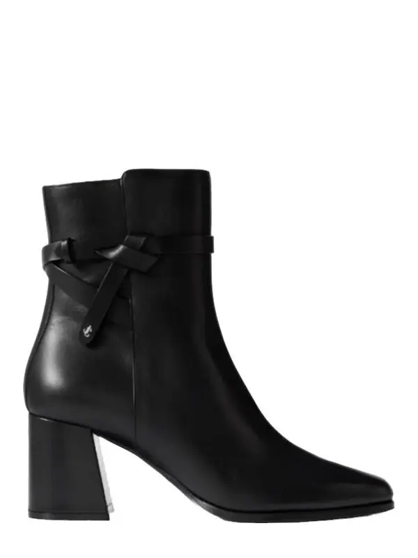 JIMMY CHOO Leather Ankle Boots With Knot Detailing - Black