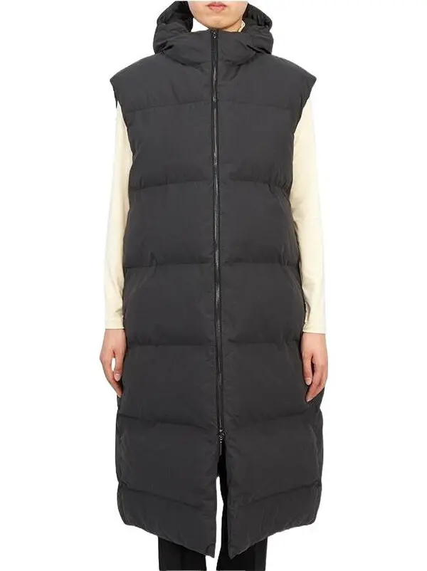 Studio Nicholson Hooded Sleeveless Cotton-padded Long Jacket - Black