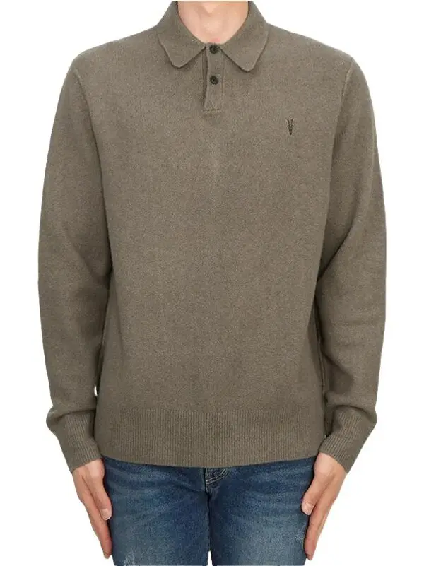ALLSAINTS Long-sleeved Polo Shirt - Splinter Brown