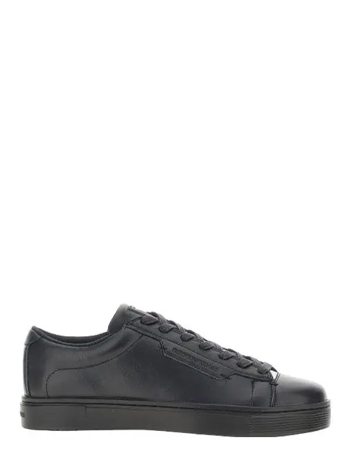 Emporio Armani Vachetta Leather Lace-up Sneakers - Black