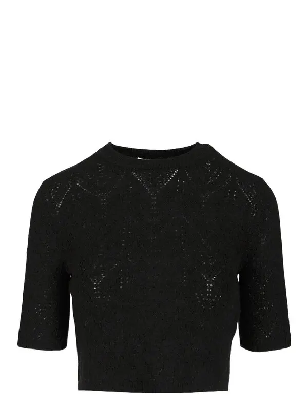 P.a.r.o.s.h Round Neck Short Sleeve Sweater - Black