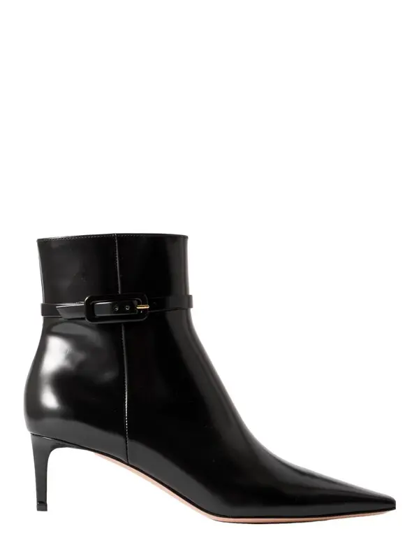 GIANVITO ROSSI Lindsay Pointed Toe Leather Ankle Boots - Black