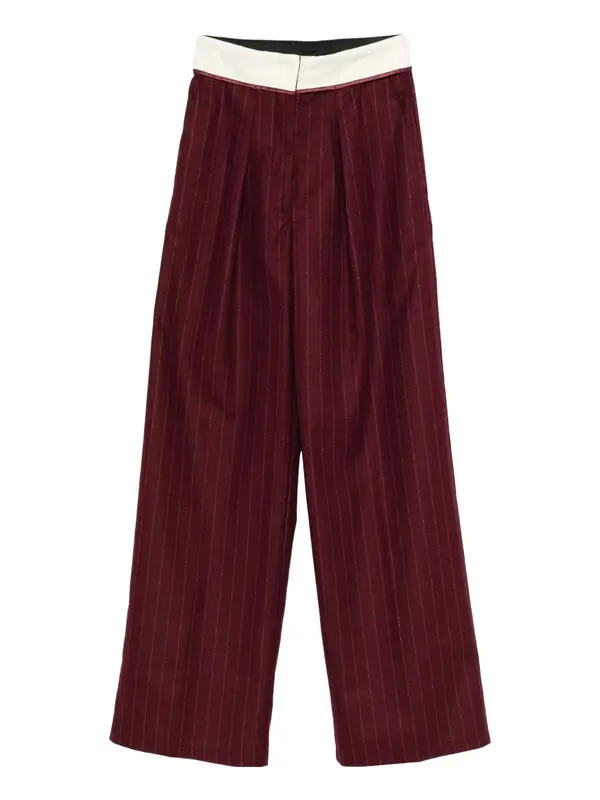 FORTE_FORTE Pinstriped Wide Leg Trousers - Brown