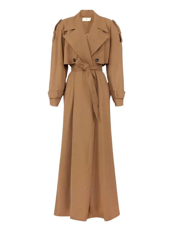 Elisabetta Franchi Flowing Gabardine Trench Coat - Brown