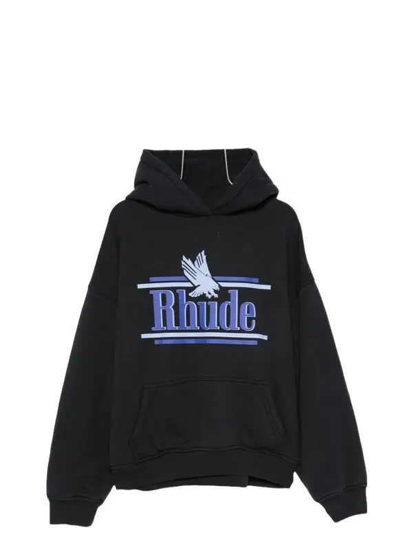 Rhude Logo-print Eagle Motif Hoodie - Black